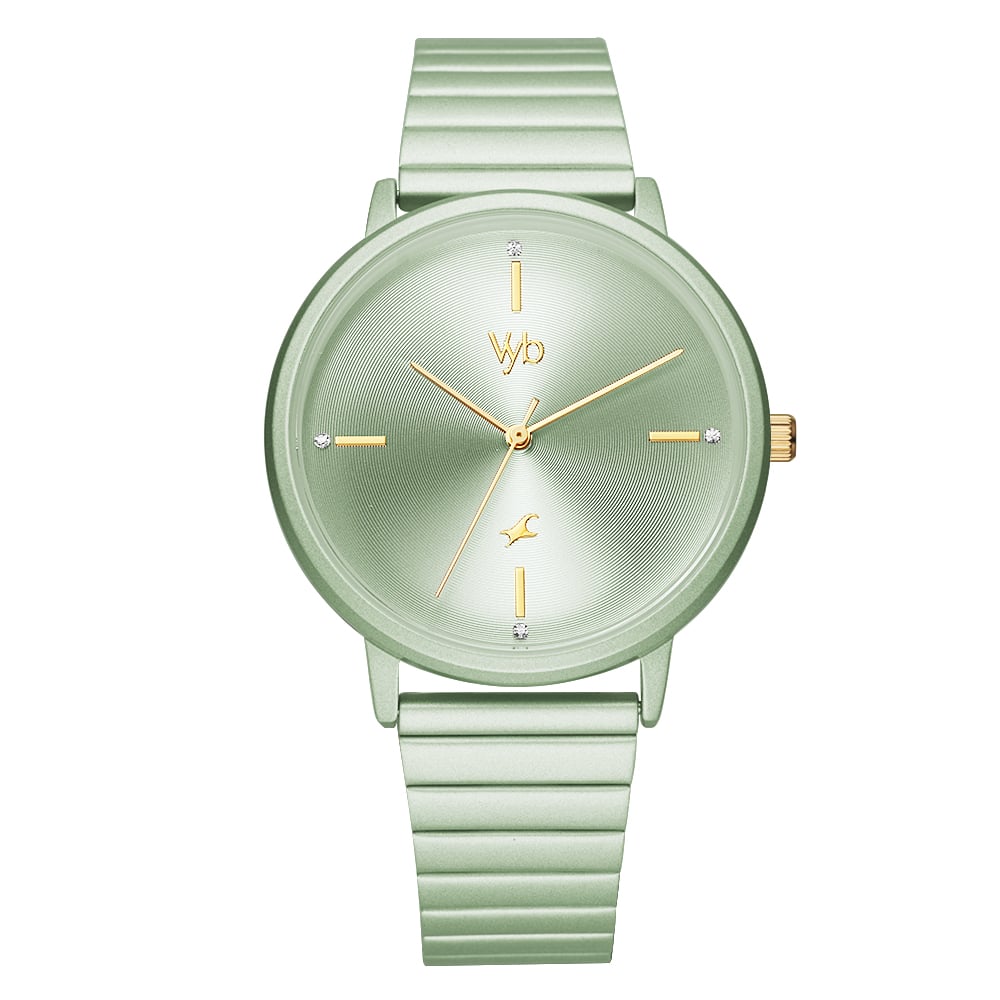 Buy Online Fastrack Vyb Bliss Quartz Analog Green Dial Stainless Steel ...